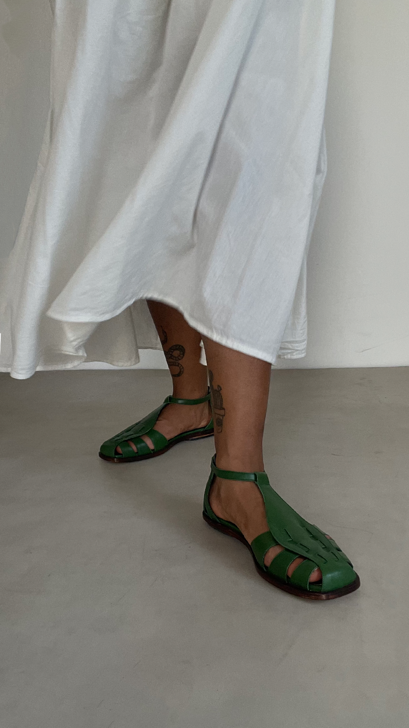 Ida Green Leather Fisherman Sandals – Mafalda